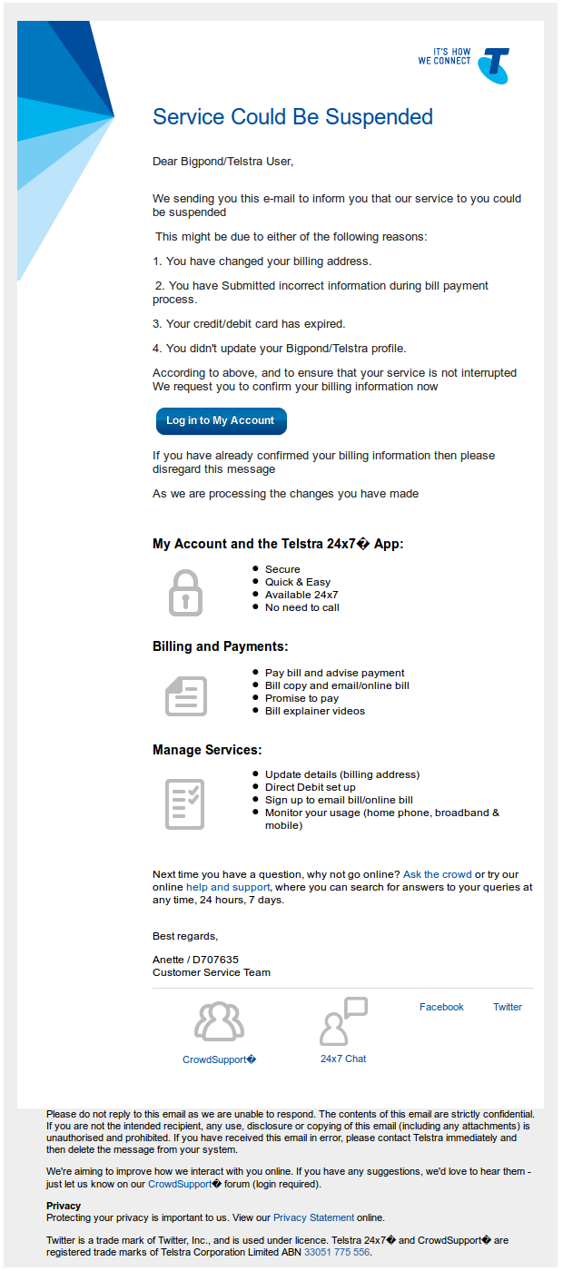 Warning- Fake Telstra Phishing Scam Doing The Rounds