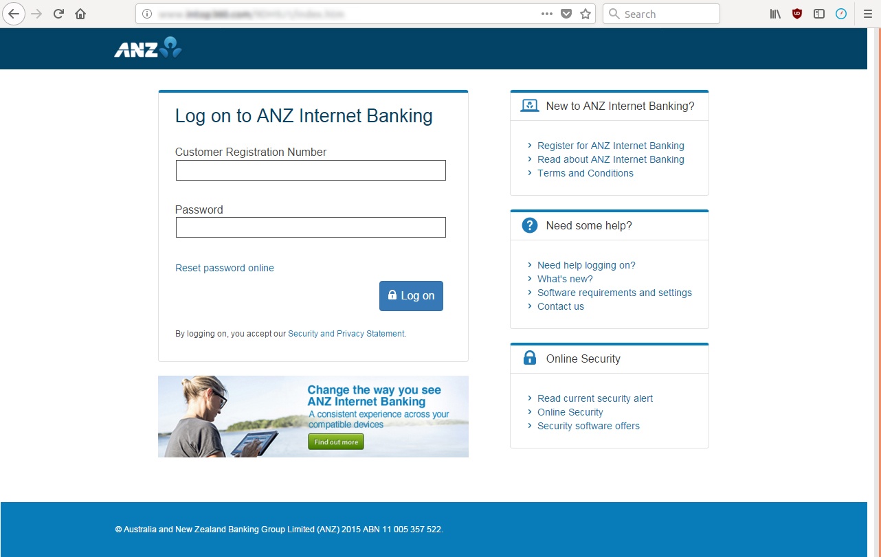 Fake ANZ Banking site used in new email scam