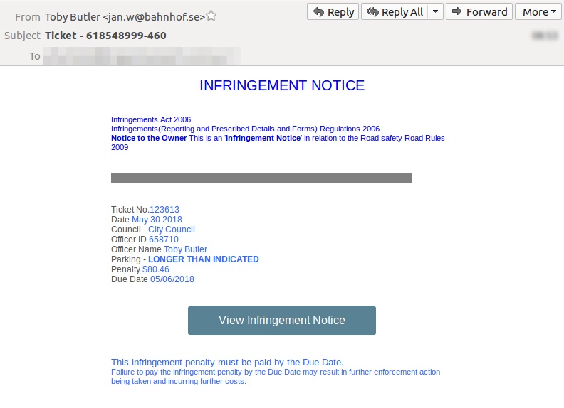Fake infringement notice scam detected