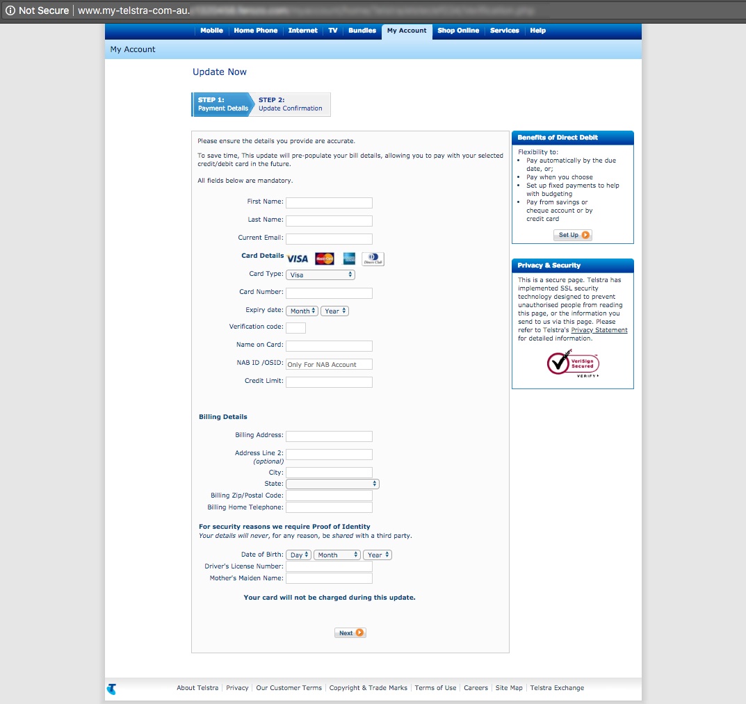 Realistic fake Telstra email used in phishing attack
