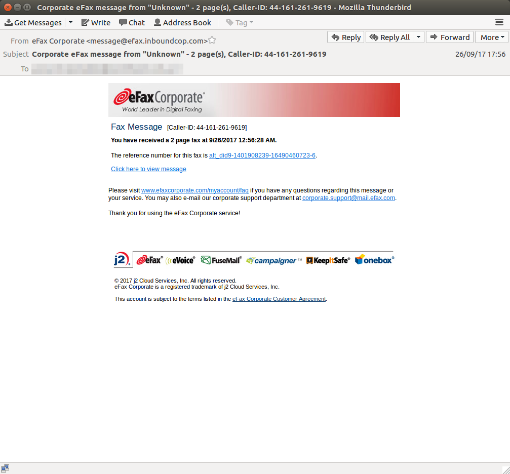 Careful what you click this morning: Virgin Media Bill scam & eFax ...