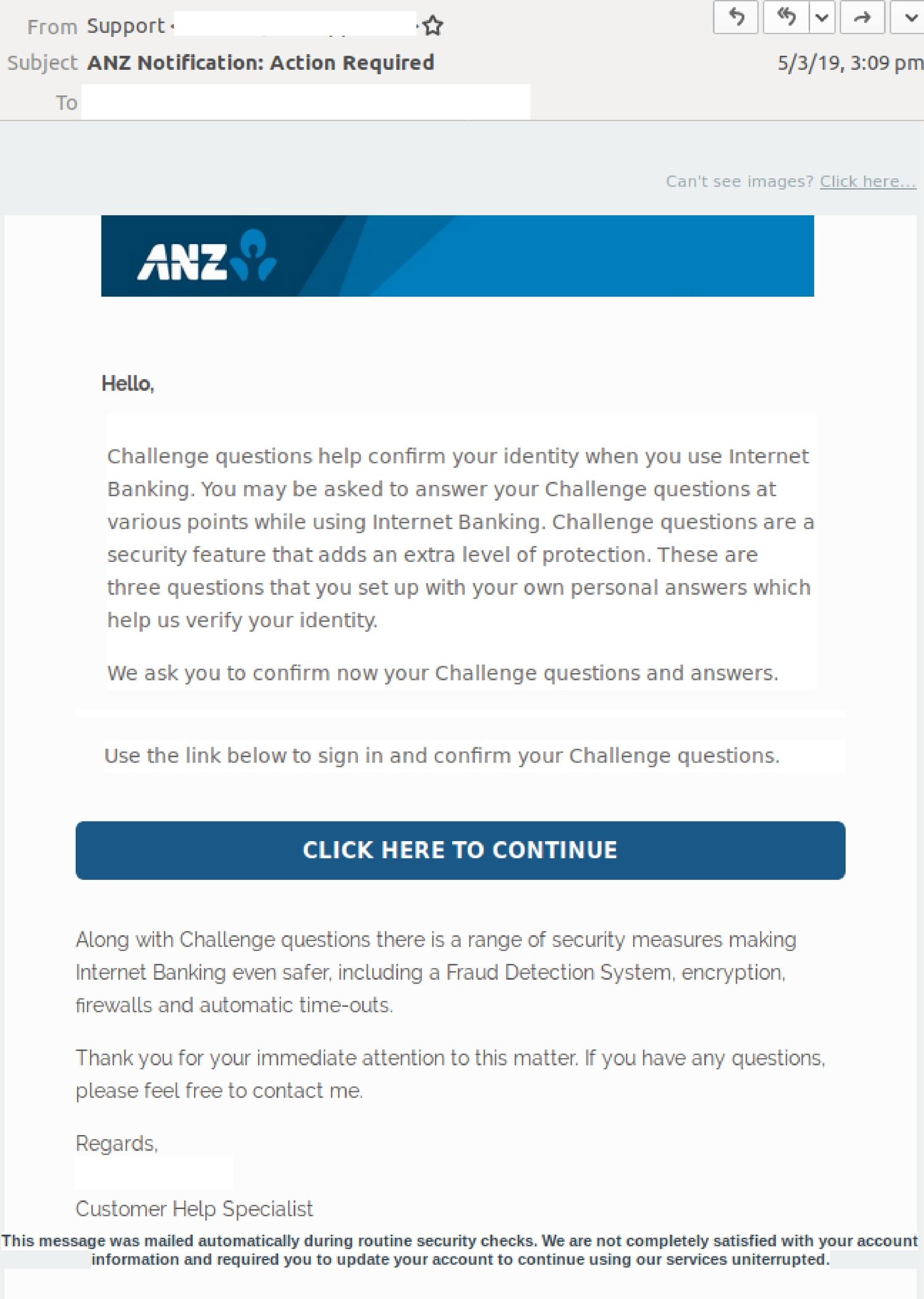 Warning: ANZ Bank impersonated in phishing email that asks users to ...