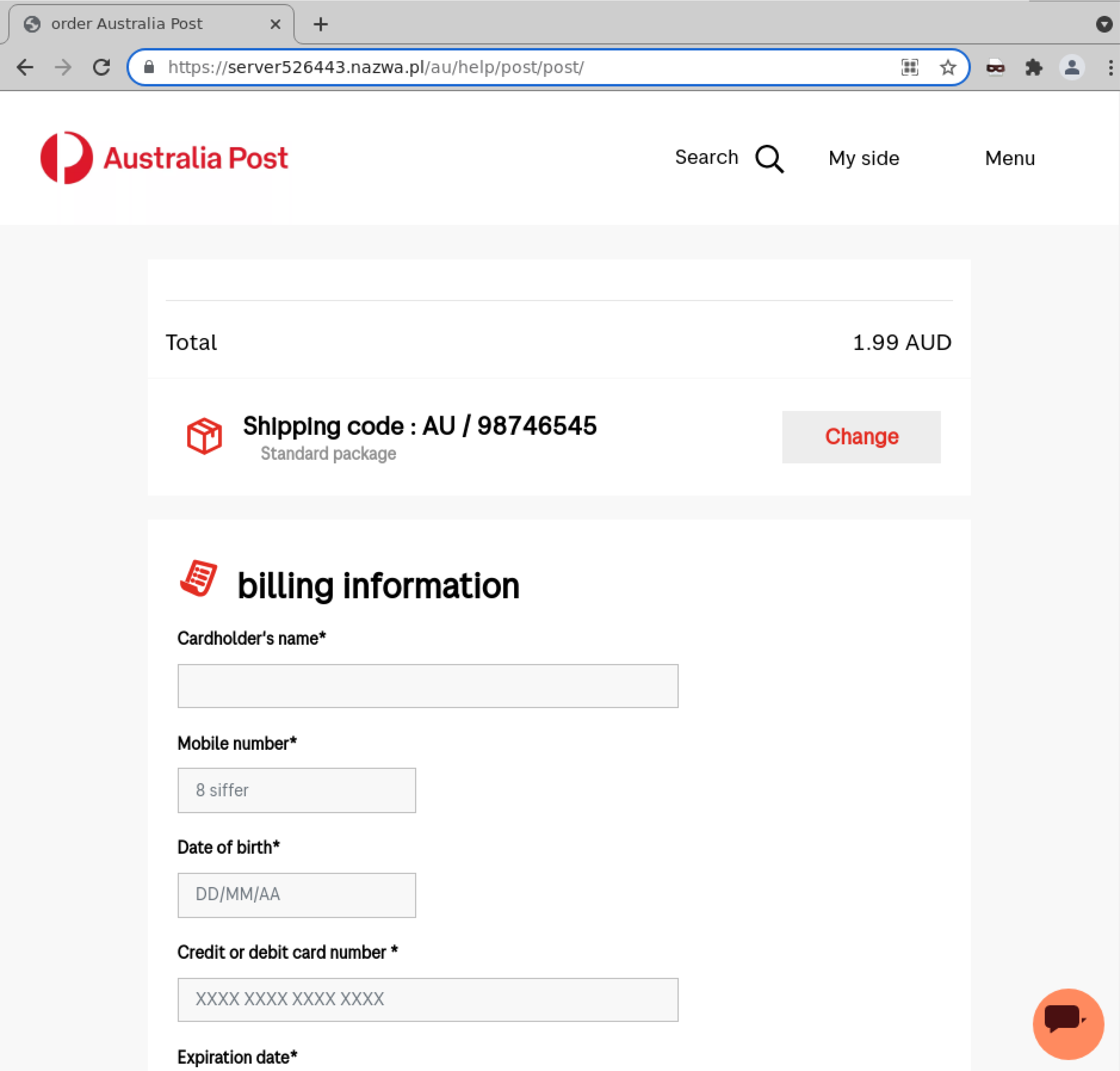 Australia Post “Package Pending Status” Phishing Scam