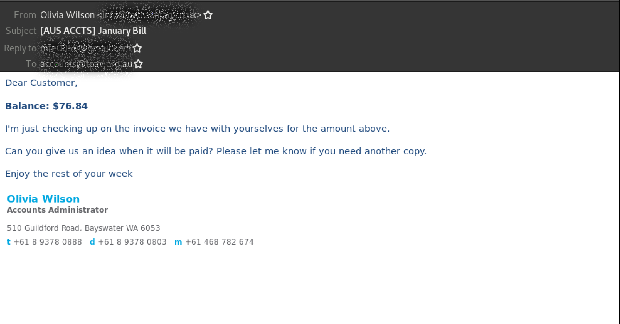 Sneaky Accounts Admin Invoice Scam