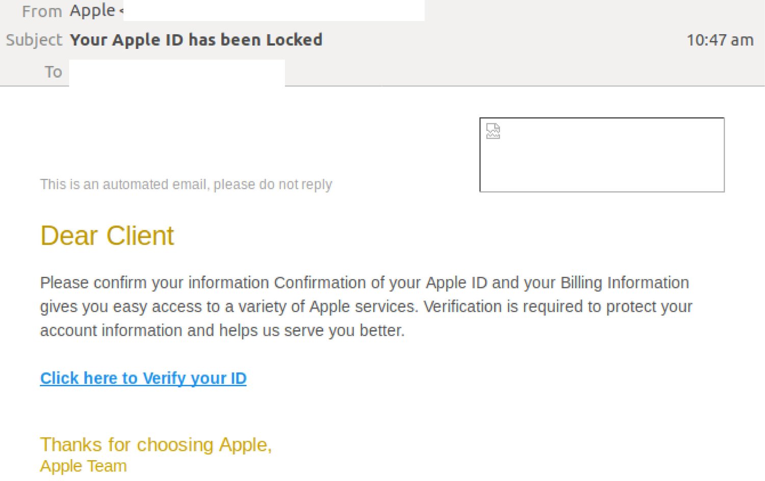 2 variations of an email scam spoofing Apple infiltrate inboxes