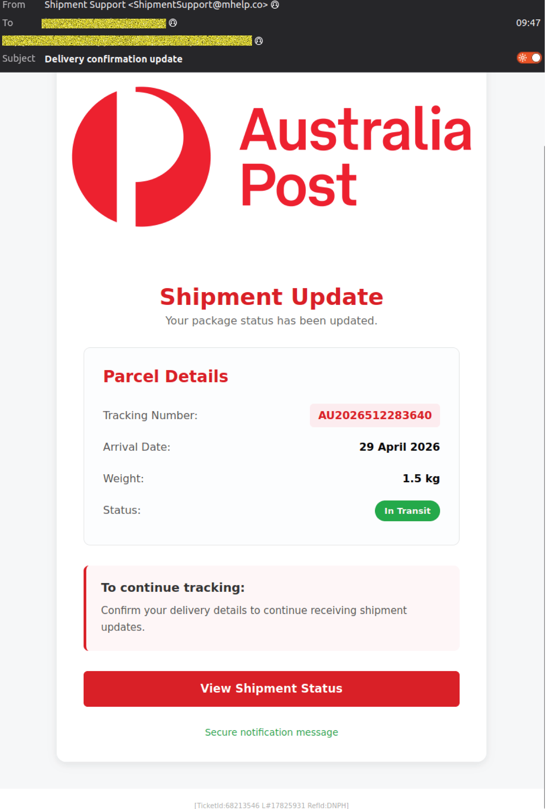 Australia Post Scam Uses Delivery Fee Lure to Steal Credentials