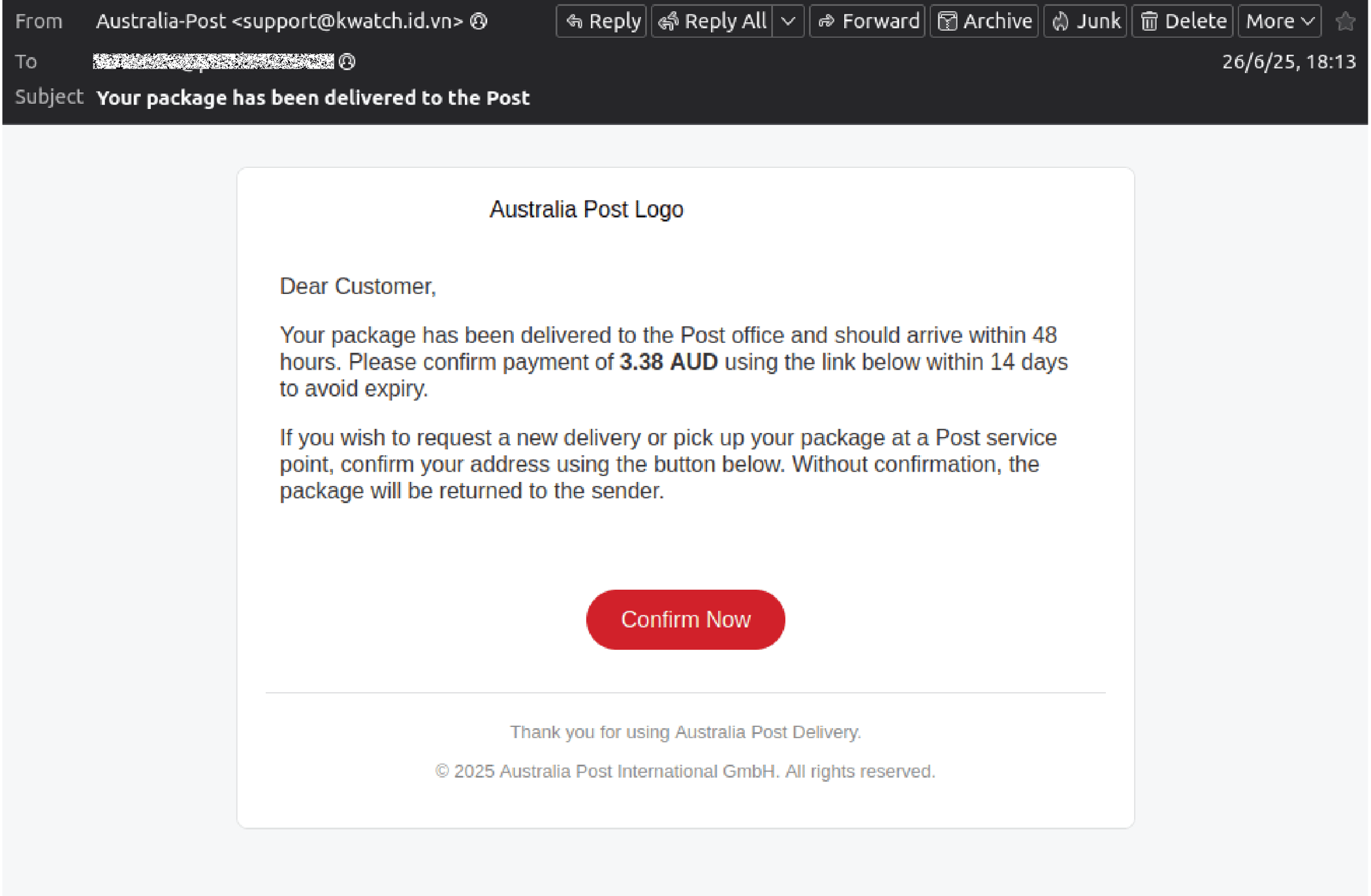 Scam Impersonates Australia Post to Steal Card Details & OTP Codes