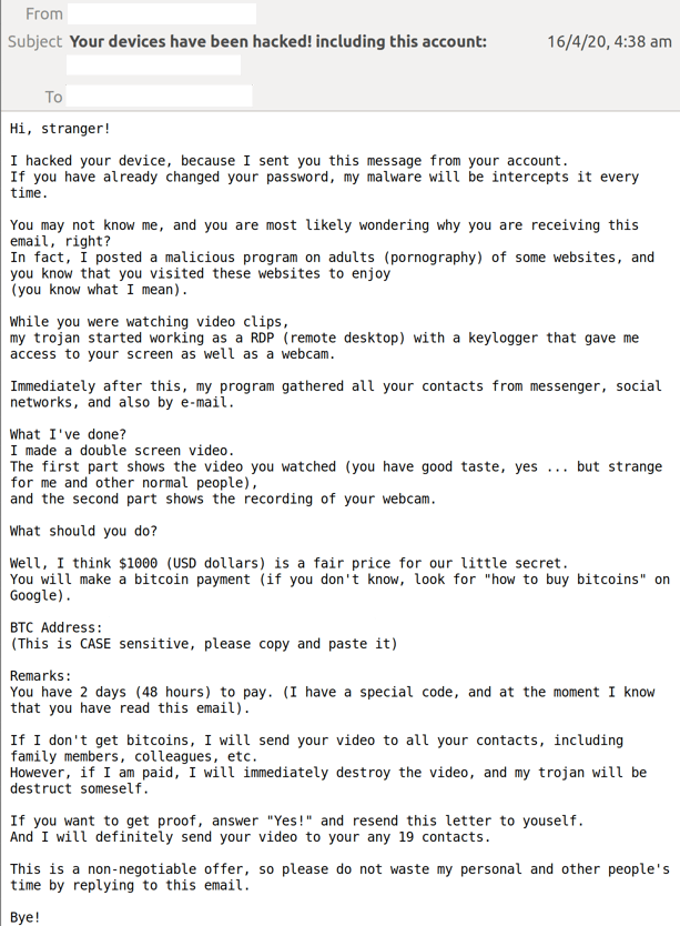 Warning: Multiple extortion phishing emails threatening to release ...