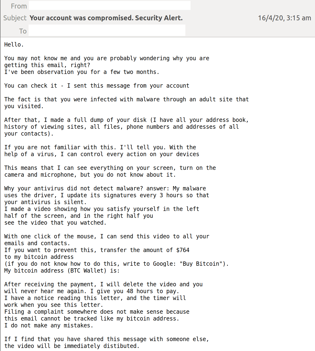 Warning: Multiple extortion phishing emails threatening to release ...