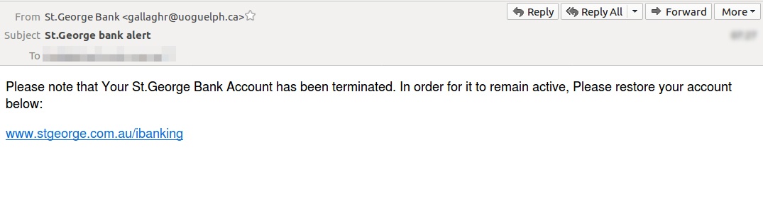Fake St George Bank email scam uses realistic login pages