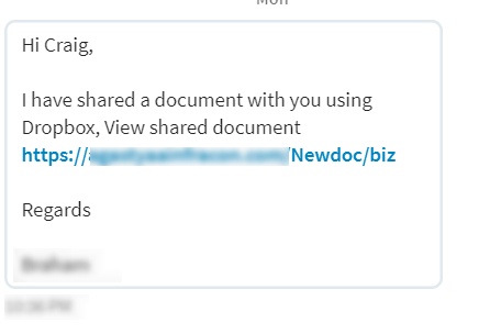 Caution: LinkedIn Messages delivering Fake Dropbox Scam