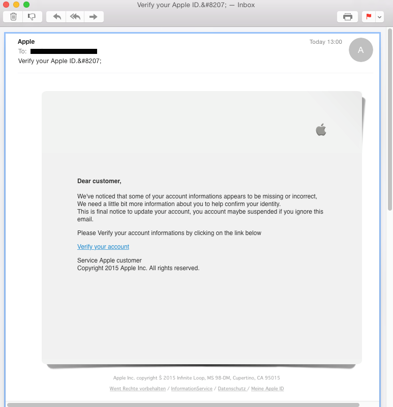 Latest Email Scams Targeting Recipients Purporting To Be From Apple ...
