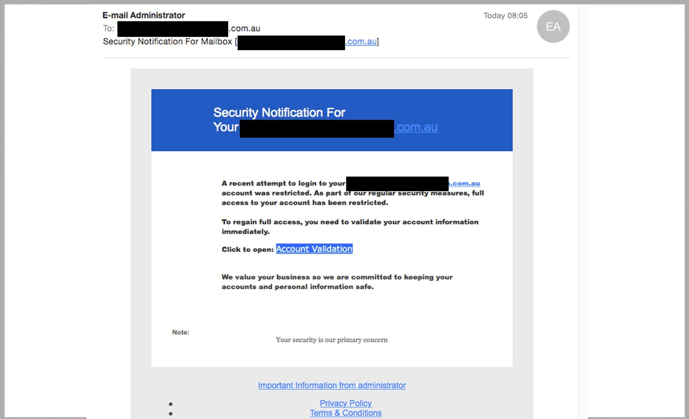 Phishing Email Scam: Security Notification For Mailbox (Webmail)