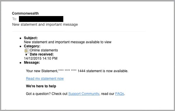 Yet Another Commonwealth Bank ‘New Statement’ Email Phishing Scam