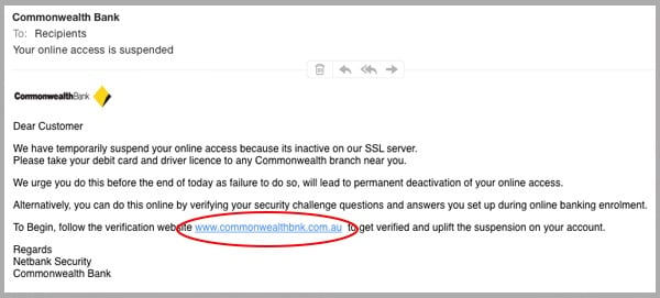 Don’t Fall For This Commonwealth Bank Email Phishing Scam