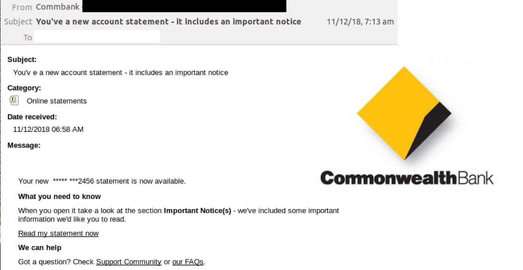 Scammers spoof Commonwealth Bank in phishing email scam