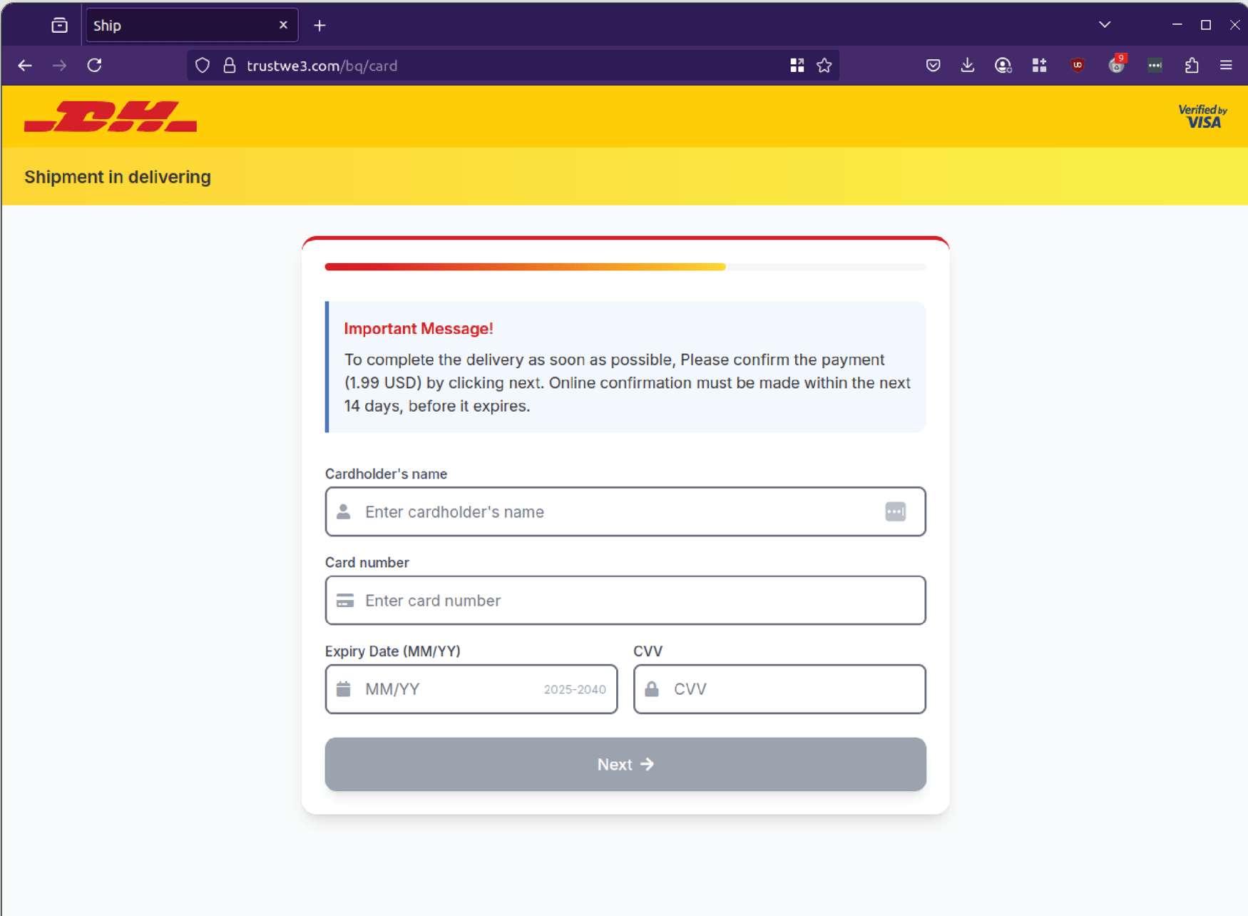 DHL-branded phishing scam prompts ‘Confirm Delivery Address’