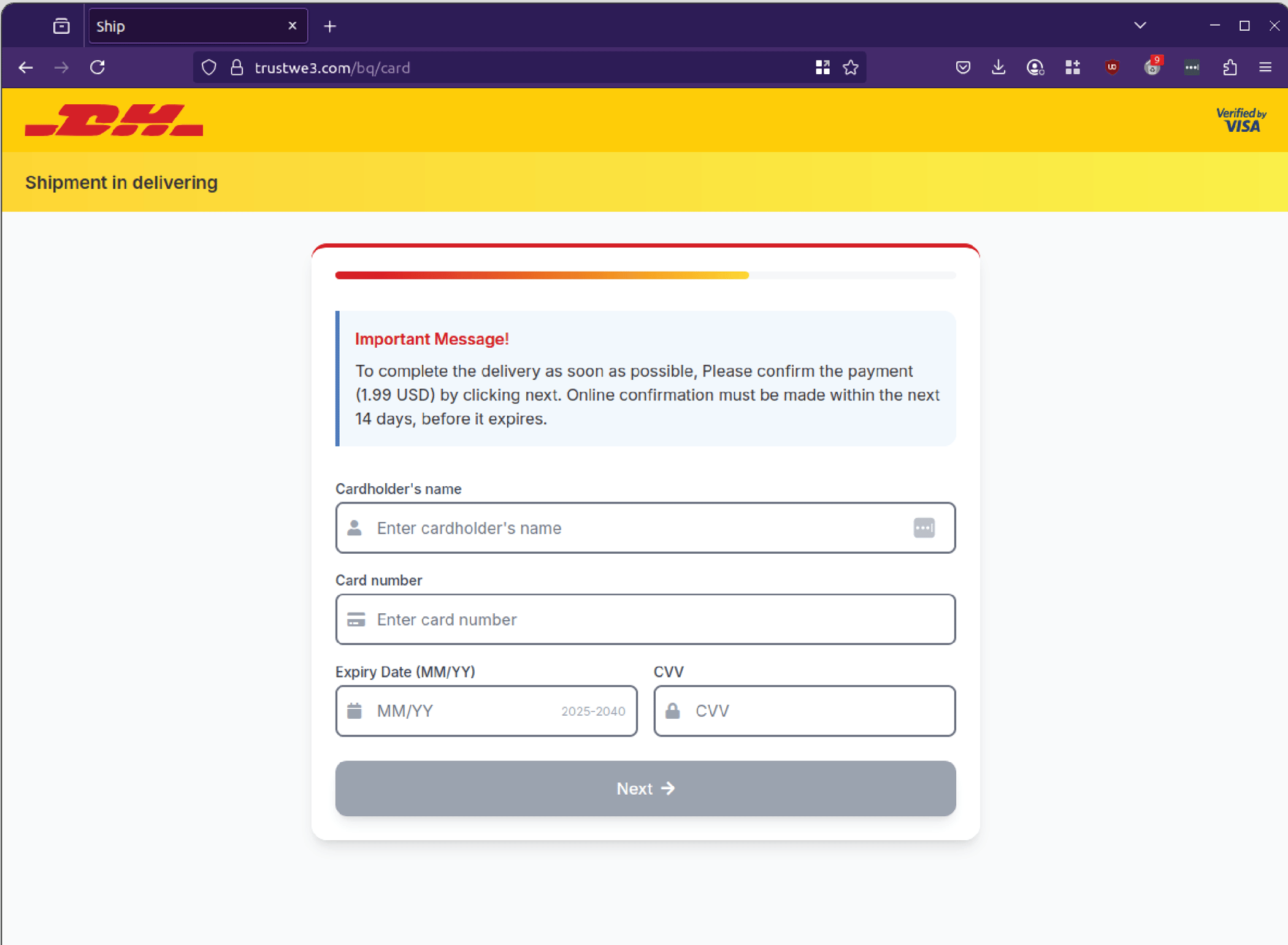 DHL-branded phishing scam prompts ‘Confirm Delivery Address’