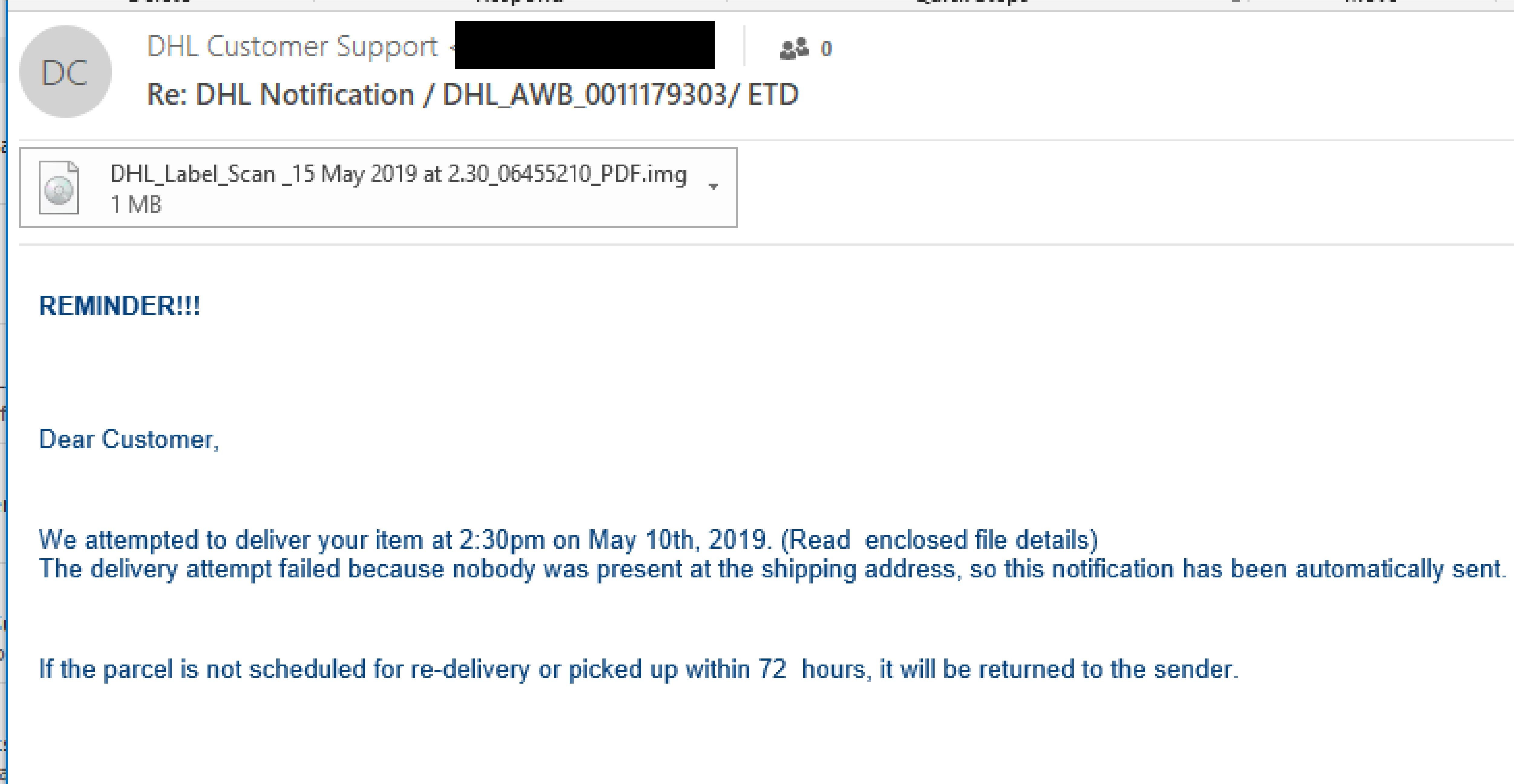 Payload email scam spoofs DHL