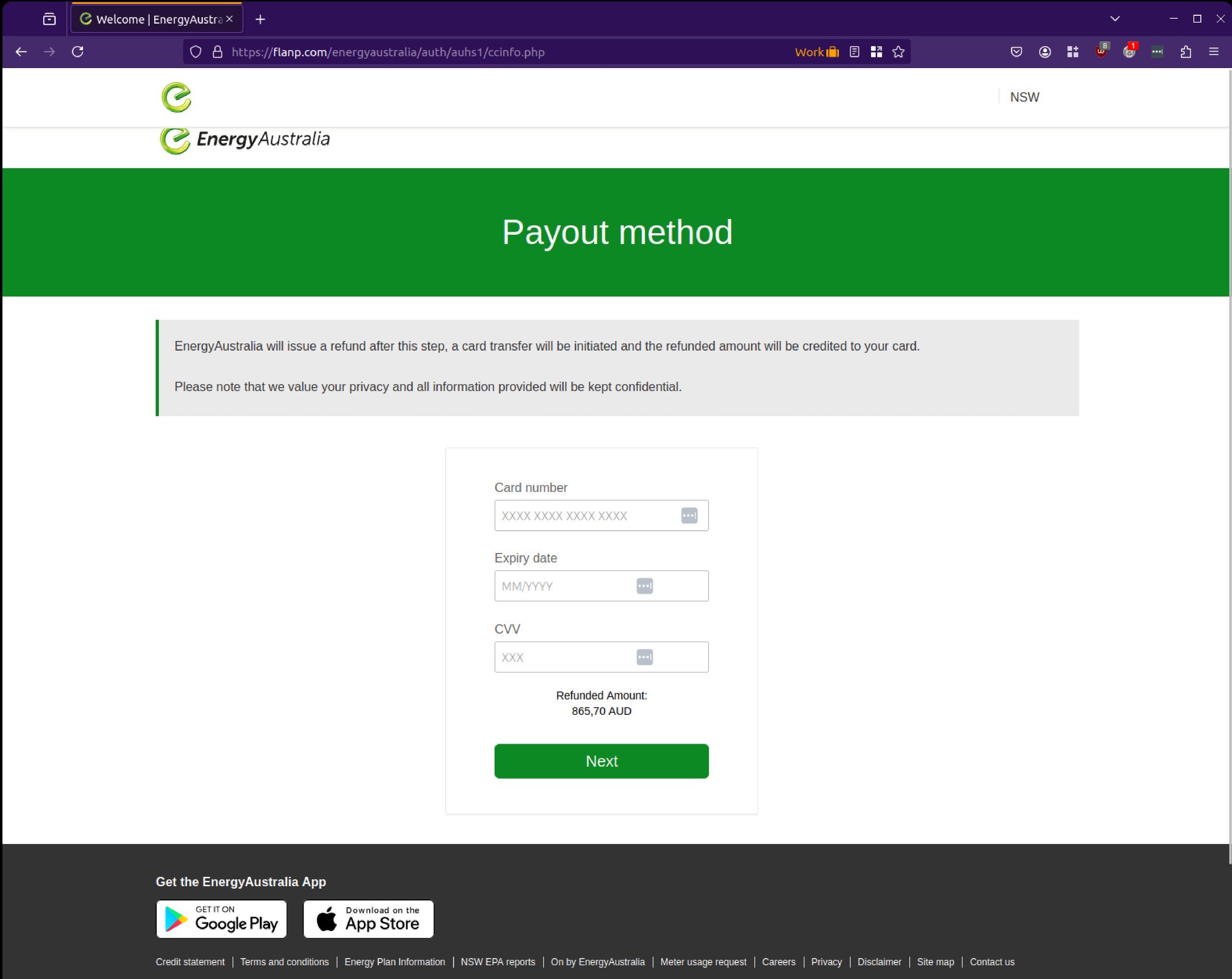Energy Australia Refund Scam Email