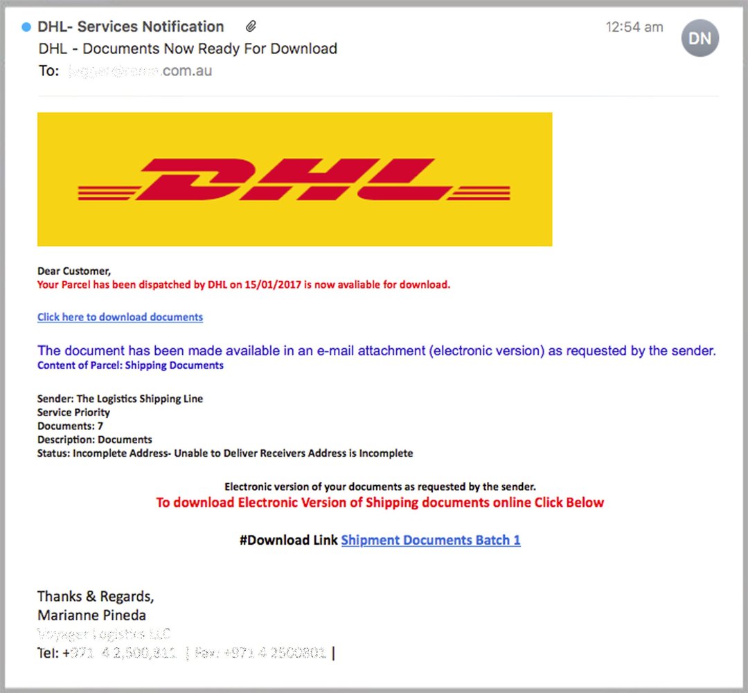 Fake parcel email scam mimicking DHL does the rounds