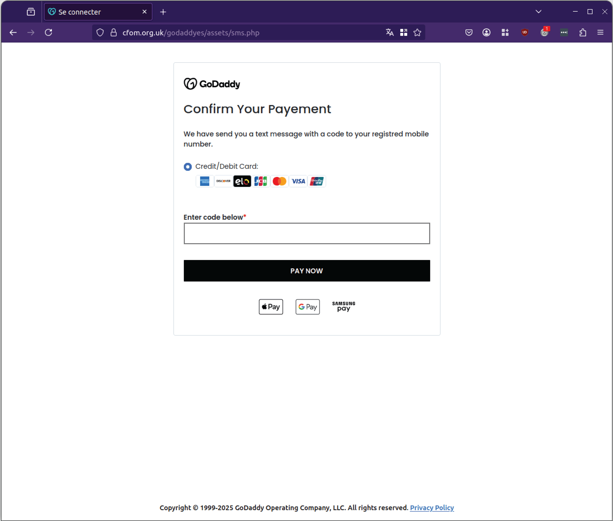 Phishing Scam Spoofs GoDaddy Billing Alert