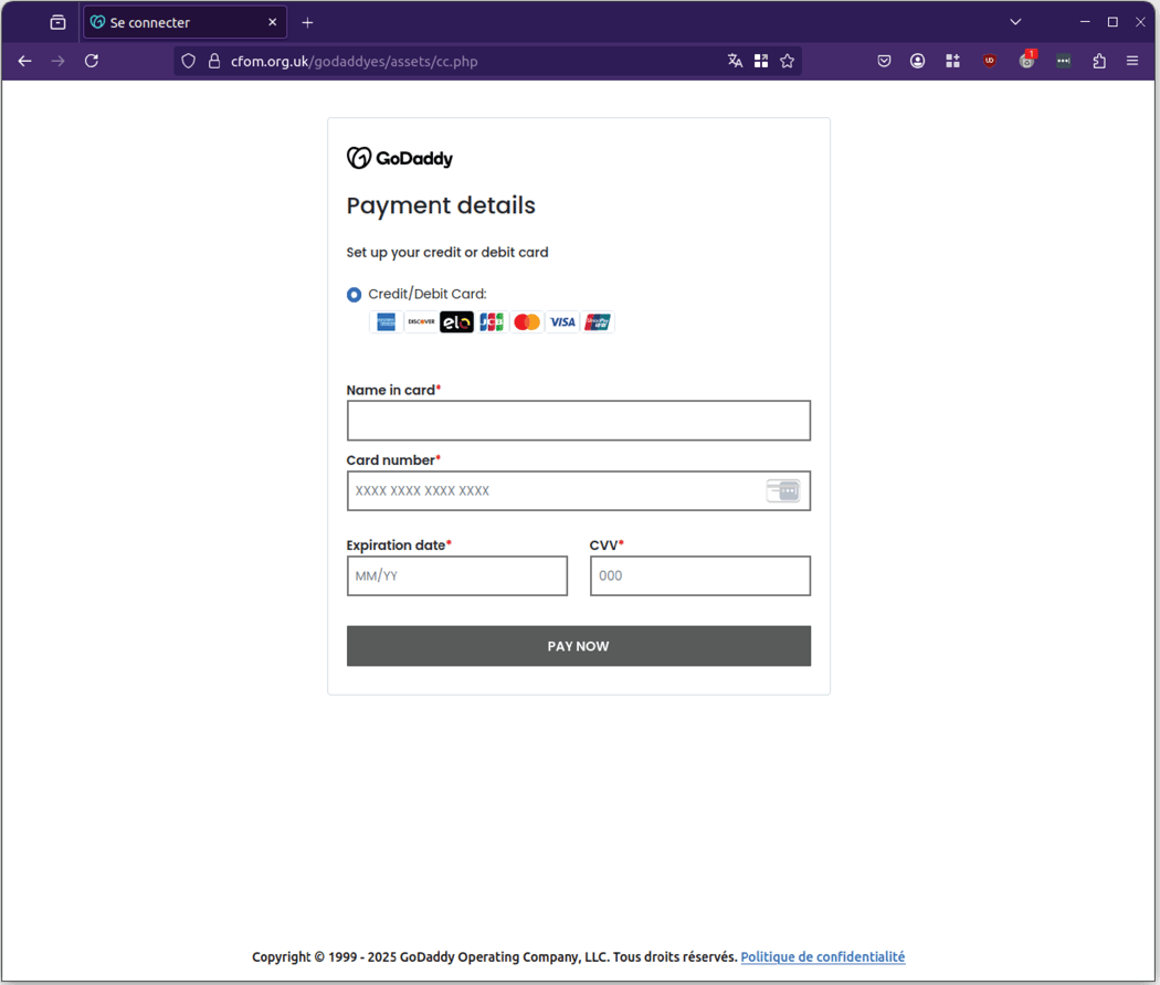 Phishing Scam Spoofs GoDaddy Billing Alert