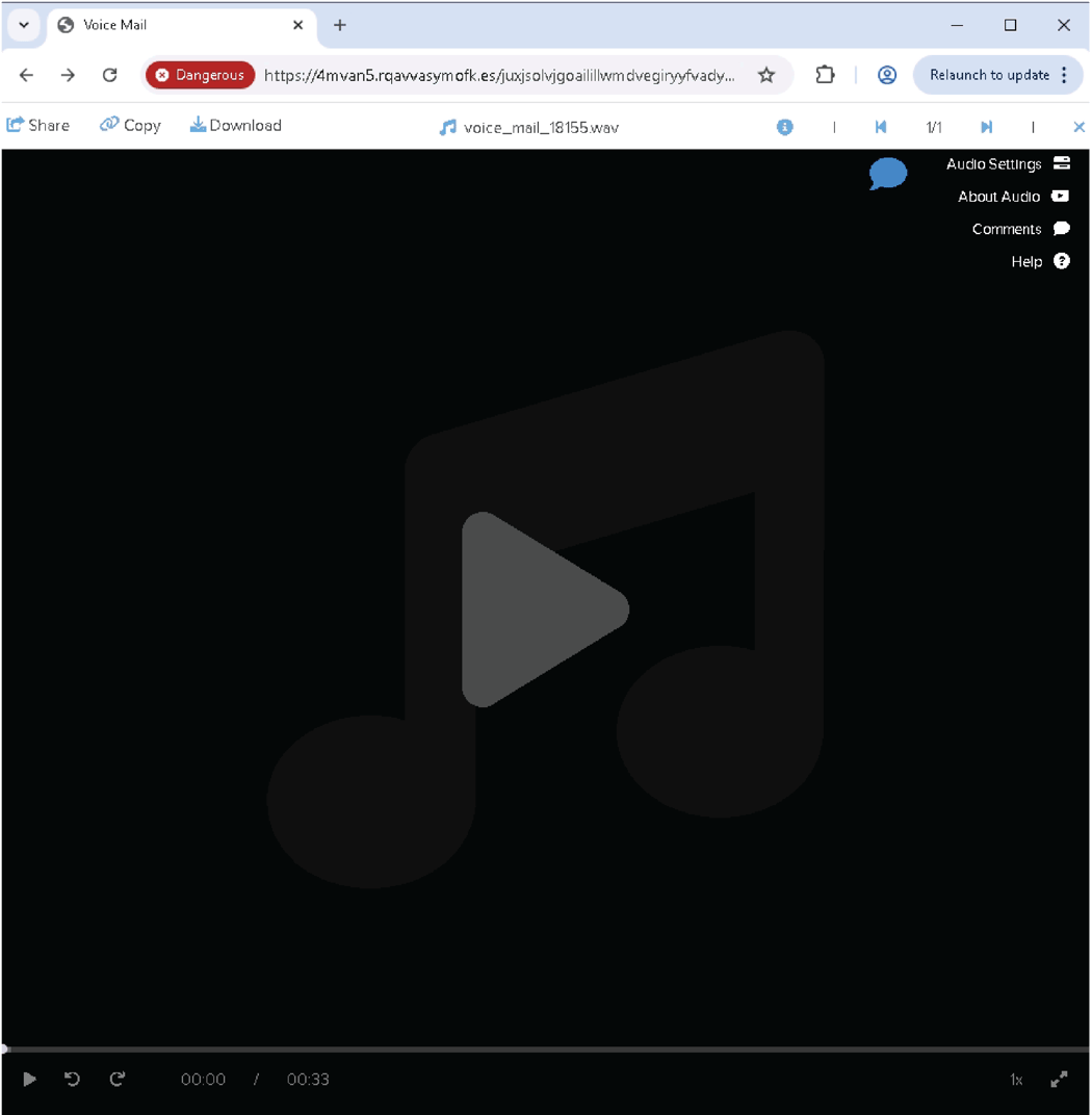 Microsoft Teams Voicemail Fake Redirects to Phishing Scam