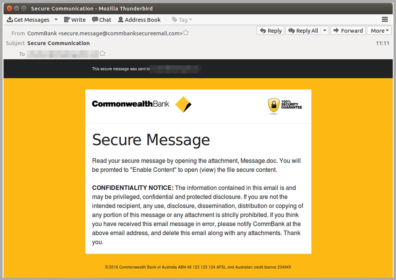 Malicious Commonwealth Bank fraud email targets hundreds of thousands ...