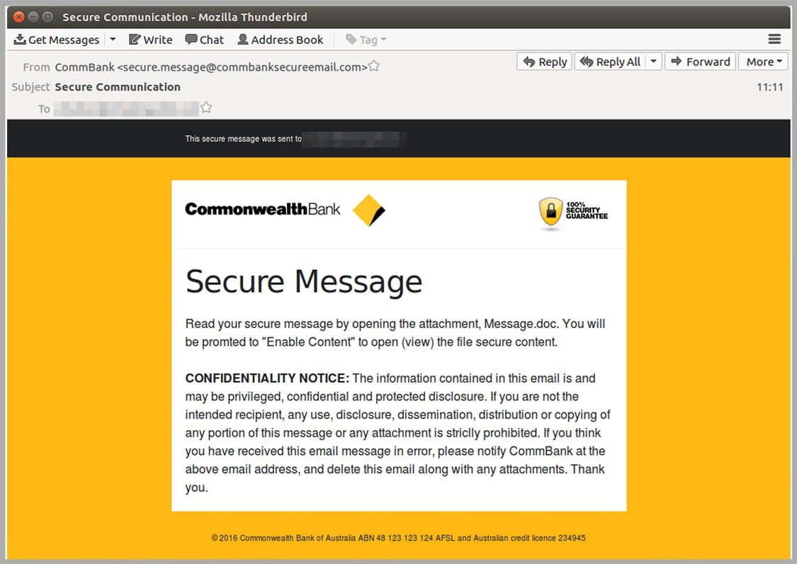 Malicious Commonwealth Bank fraud email targets hundreds of thousands ...