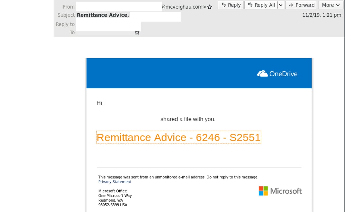 Phishing email scam hosts fake page on Microsoft's Azure blob store