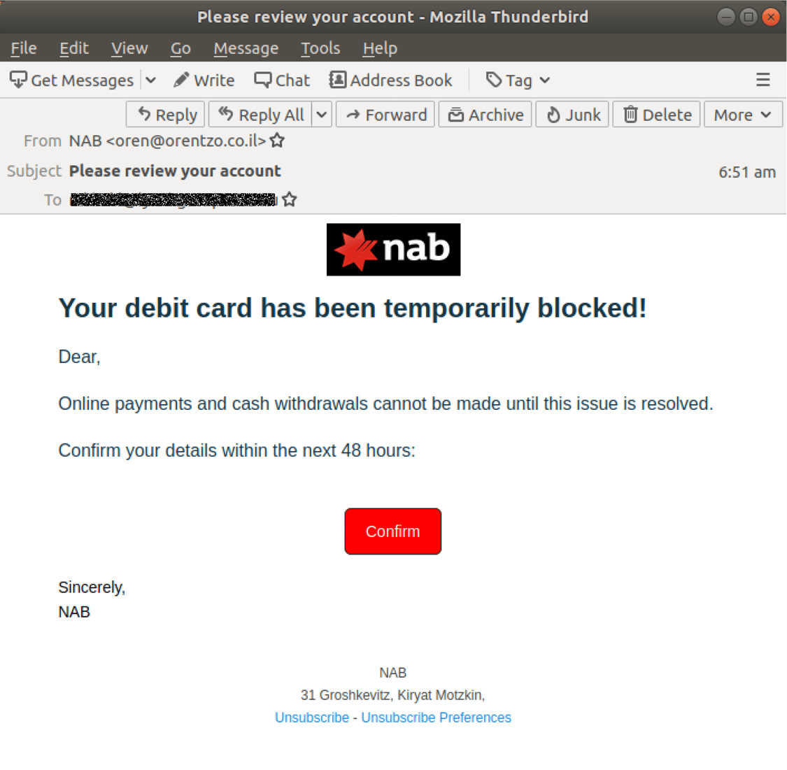 NAB Customers Targeted in new Phishing Email Scam