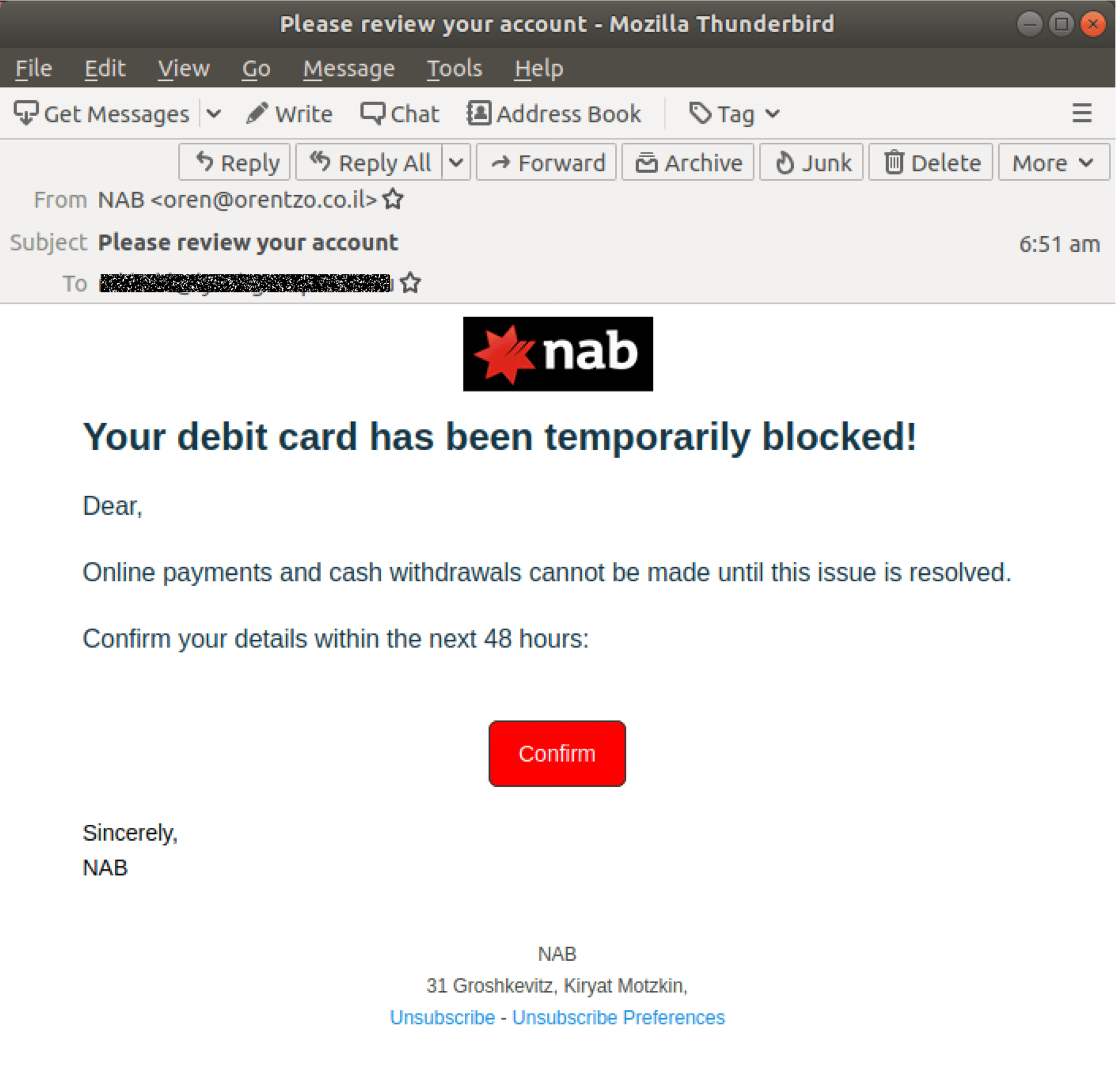 NAB Customers Targeted in new Phishing Email Scam
