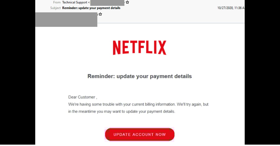 Warning: Phishing email scam impersonating Netflix continues to ...