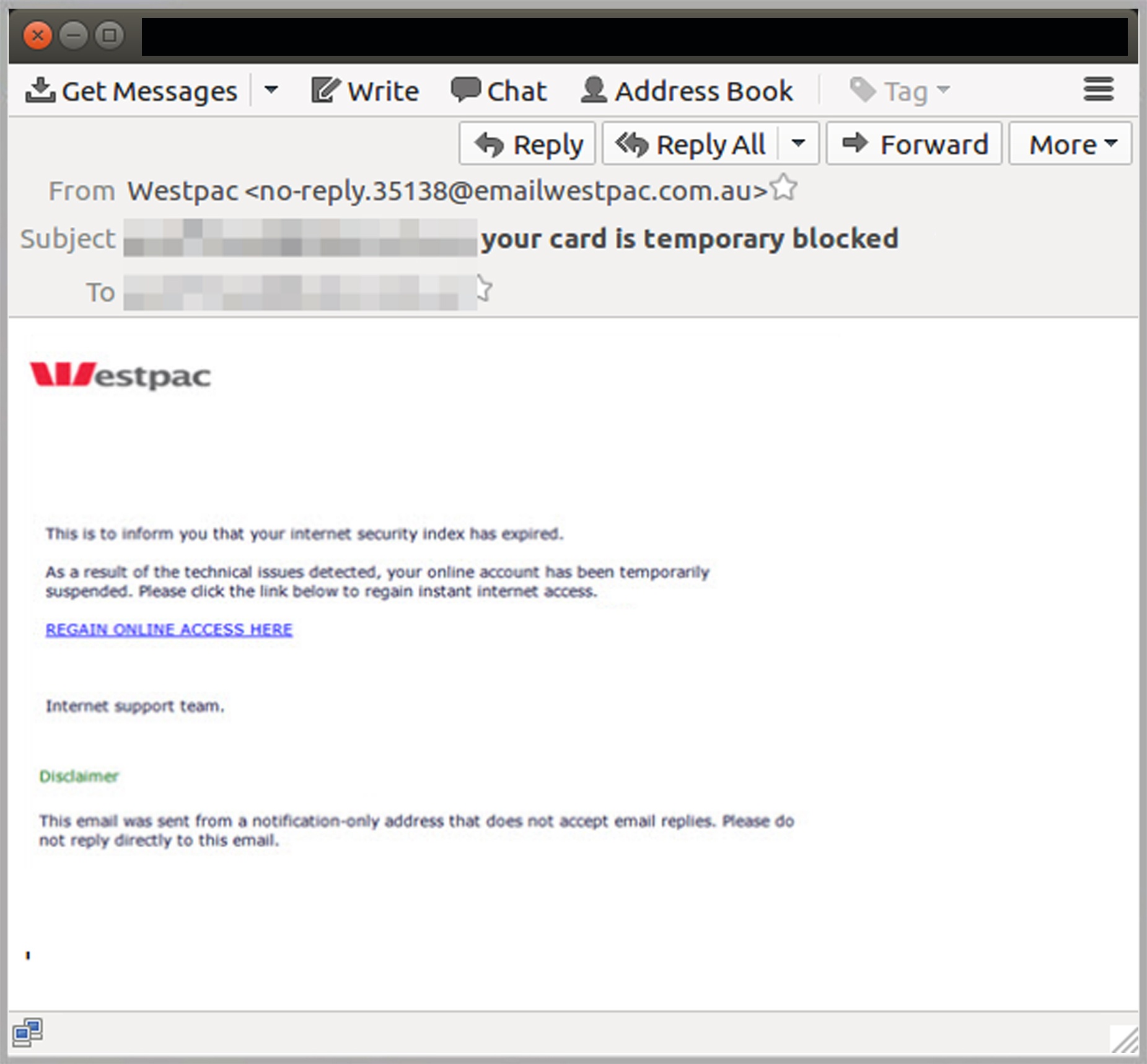 Update: Westpac brand again under attack