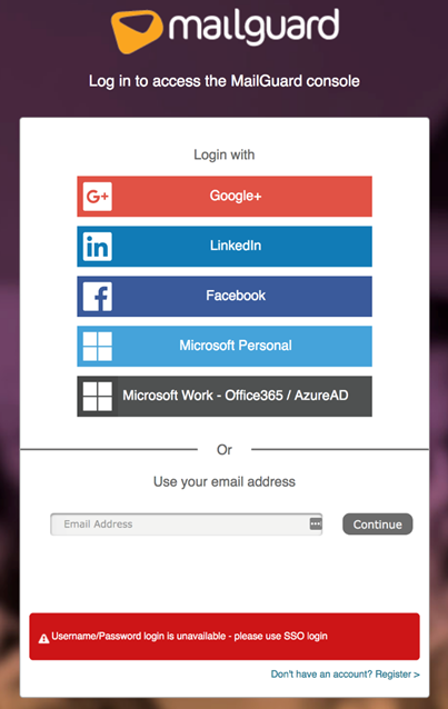 MailGuard Functionality Enhancement: Configurable enforced SSO login