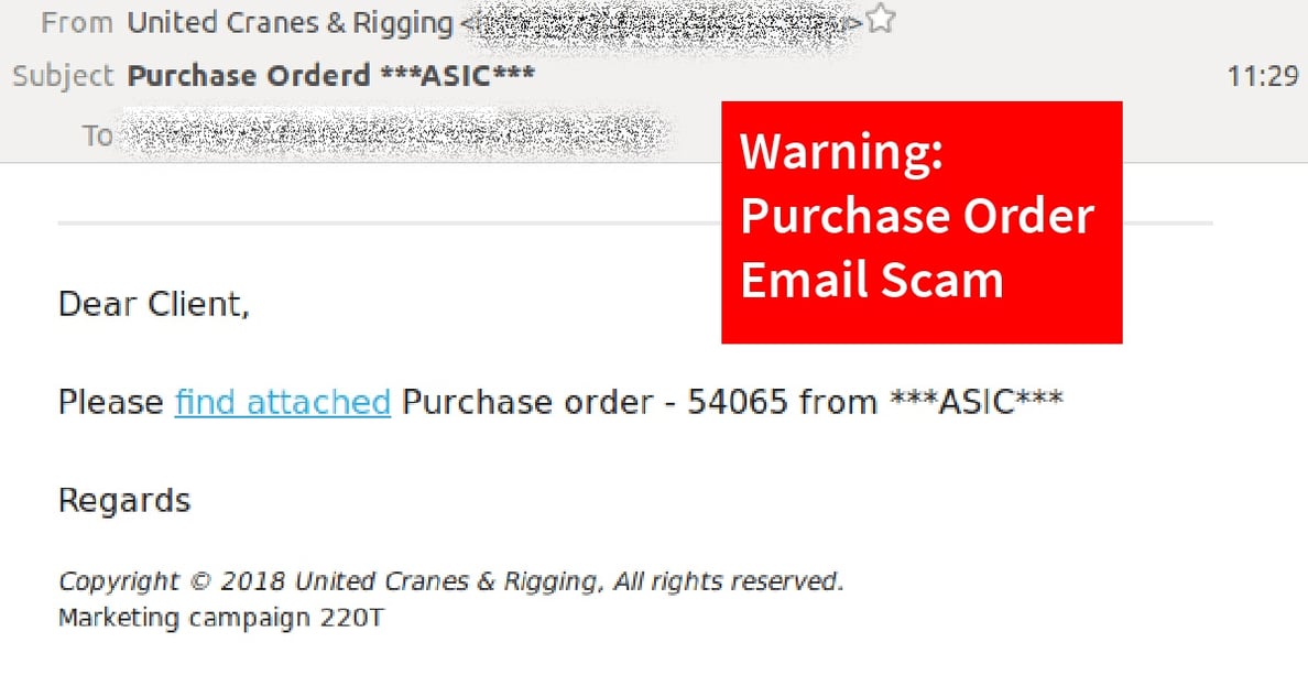 Watch Out: Purchase order email scam links to malicious downloads