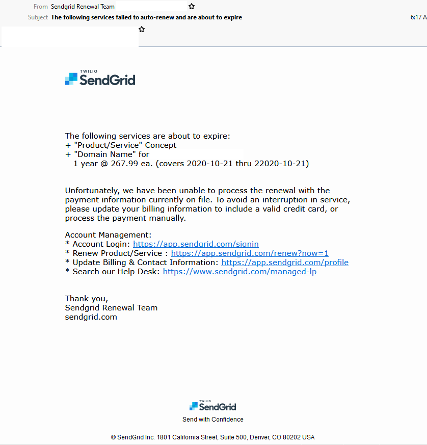 Caution: SendGrid spoofed in phishing email sent from a compromised ...