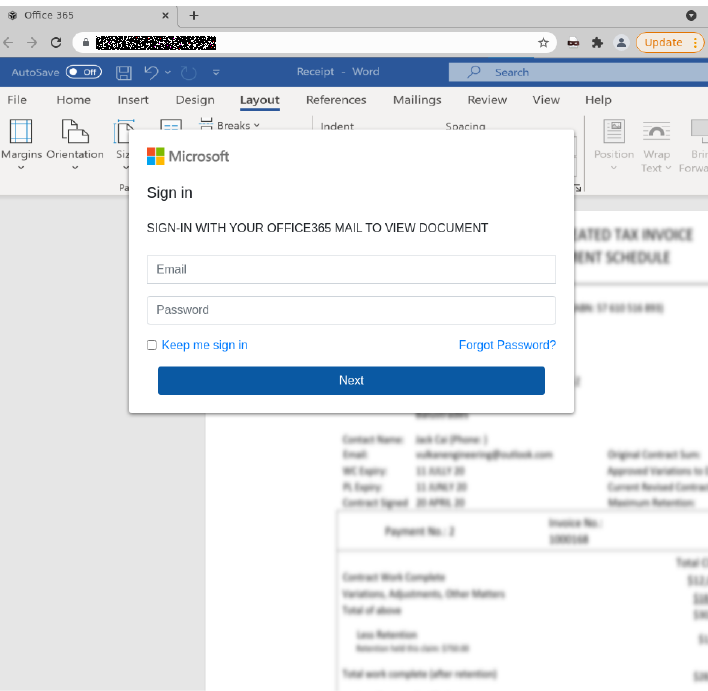 Phishing Email Shares Fake Invoice via Microsoft SharePoint
