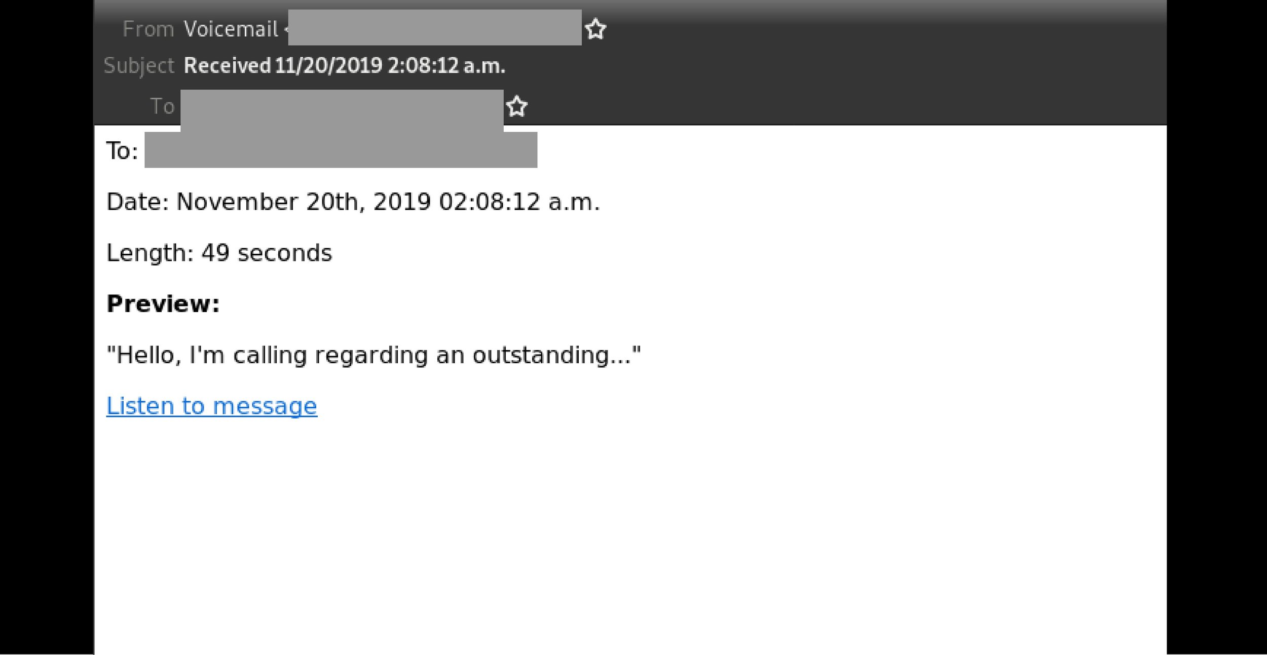 Warning: New ‘voicemail’ email alert delivers phishing attack