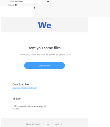 Think before you click: Phishing email impersonating WeTransfer ...