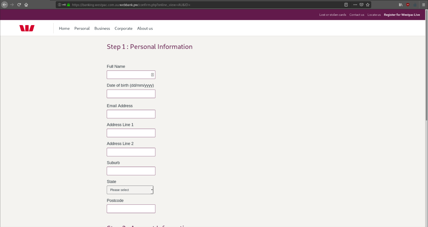 ‘Security Alert’ email supposedly from Westpac delivers phishing attack