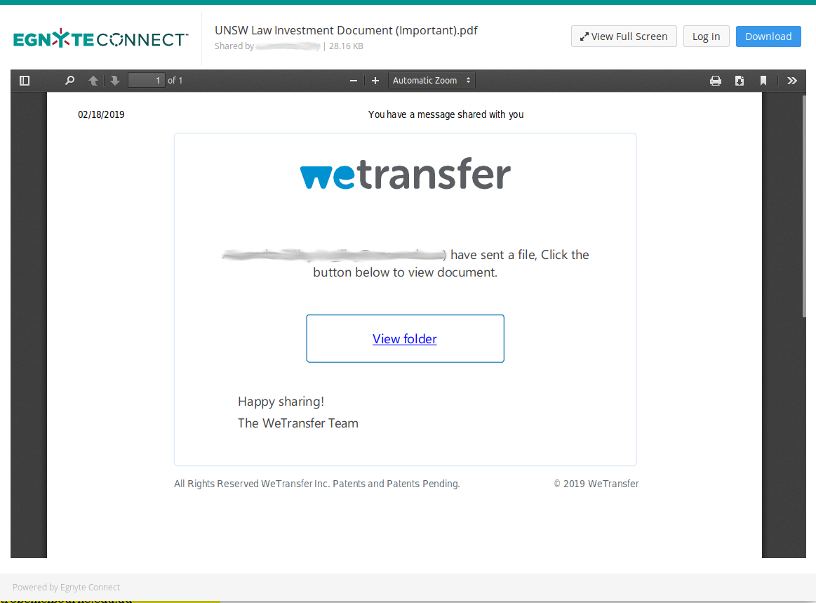 Egnyte, WeTransfer spoofed in a phishing email containing link to ...