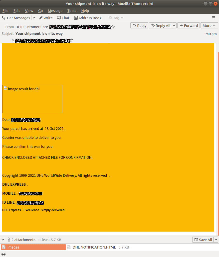 Beware: Fake DHL Phishing Email Claims 'Your shipment is on its way'