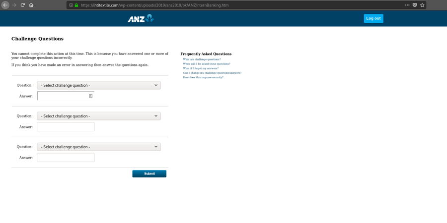 ANZ phishing email scam tells users their security challenge answers ...