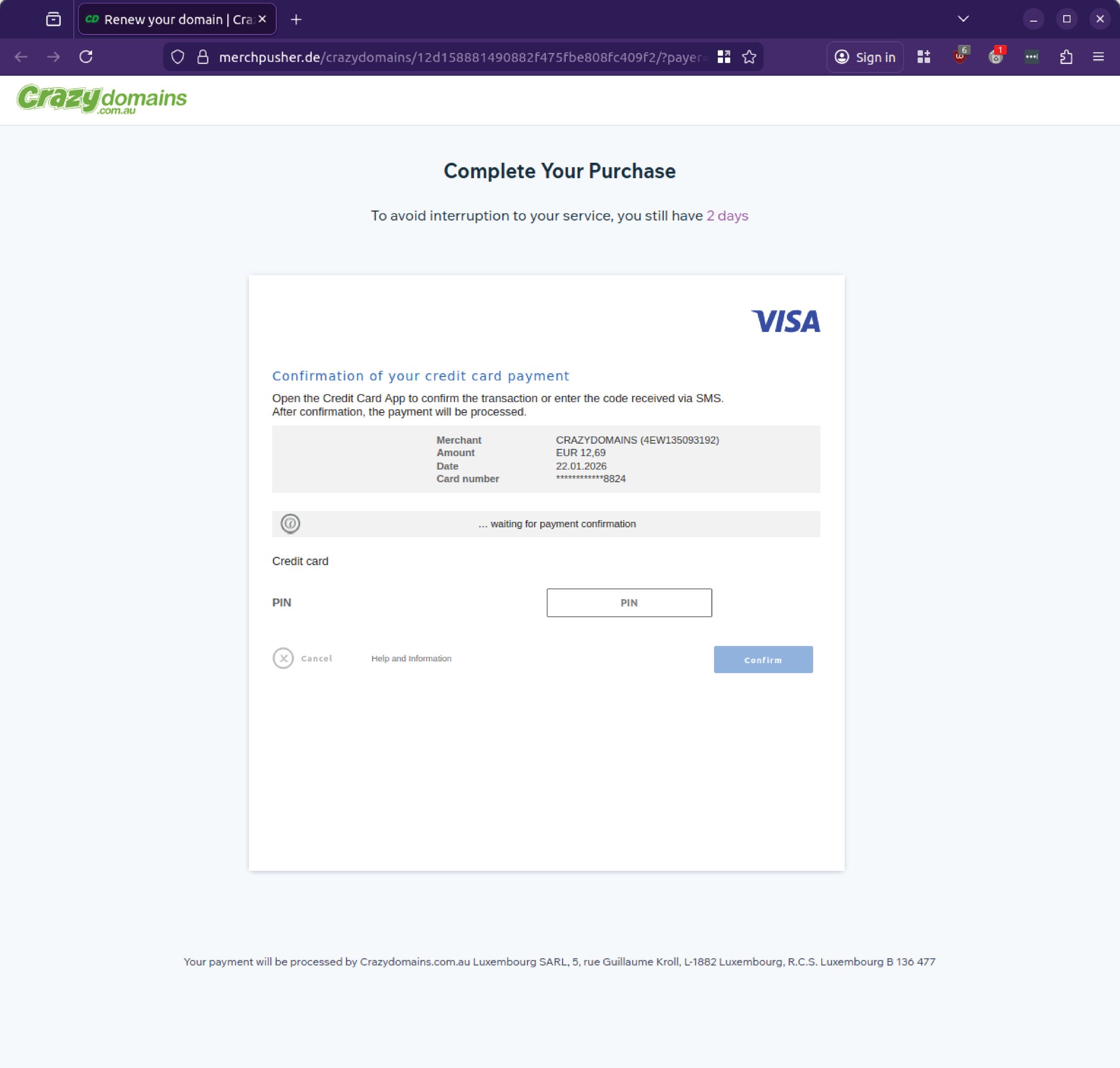 Crazy Domains spoofed in domain renewal scam