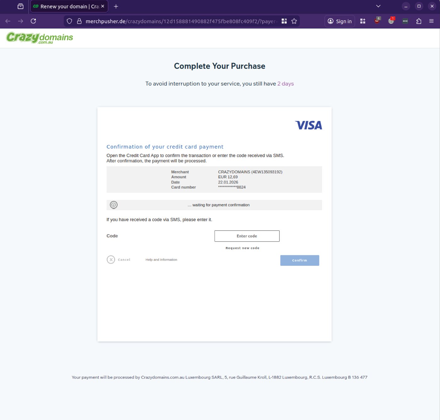 Crazy Domains spoofed in domain renewal scam