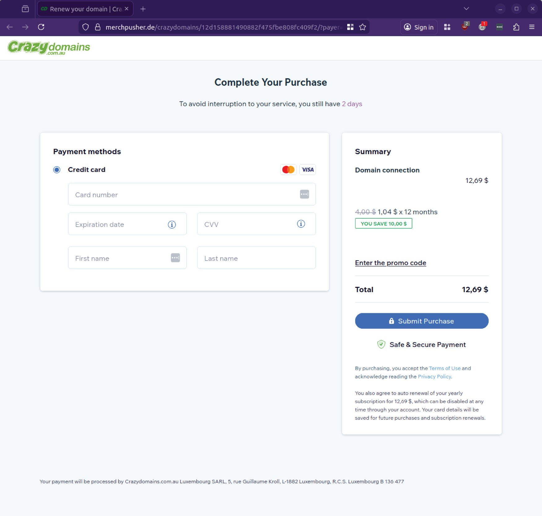 Crazy Domains spoofed in domain renewal scam