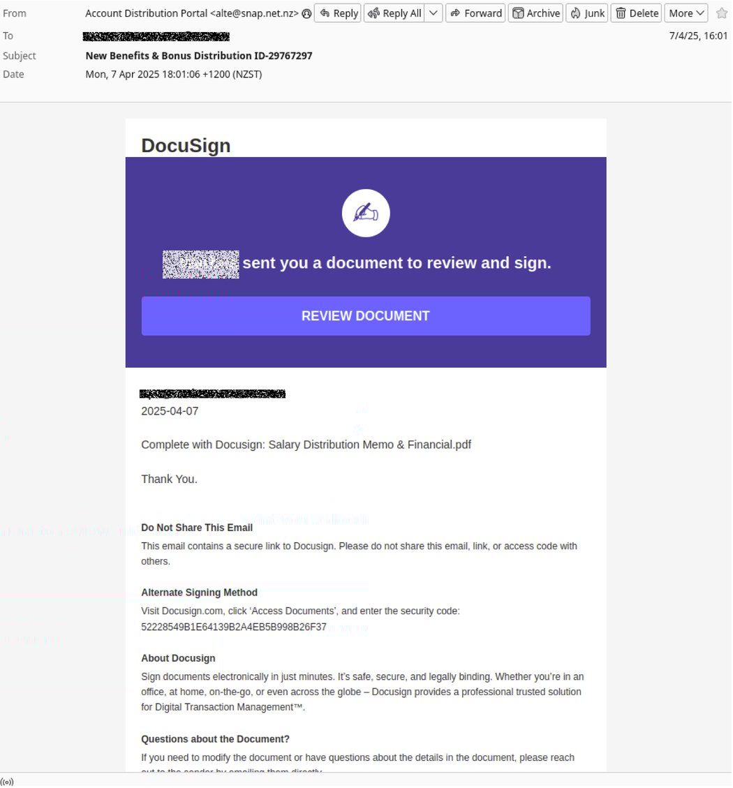 DocuSign Email Scam Shares Fake Salary Distribution Memo