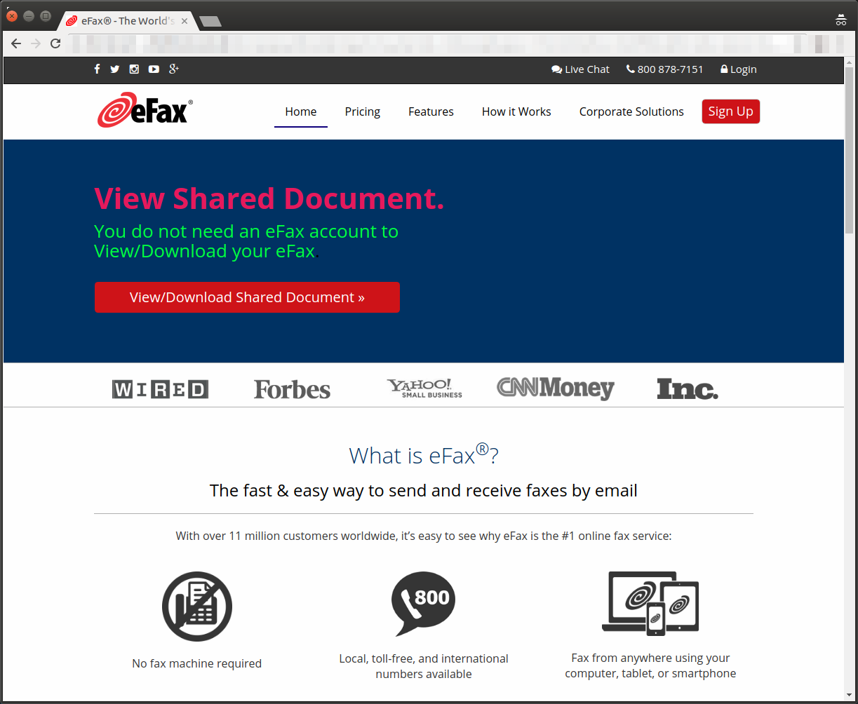 New phishing scam brandjacking eFax